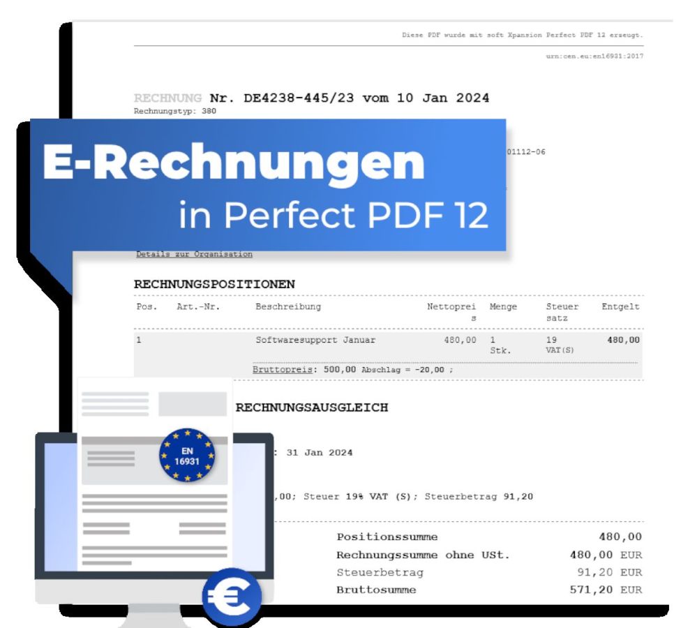 E-Rechnungen: XRechnung & ZUGFeRD mit Perfect PDF 12 erstellen und bearbeiten