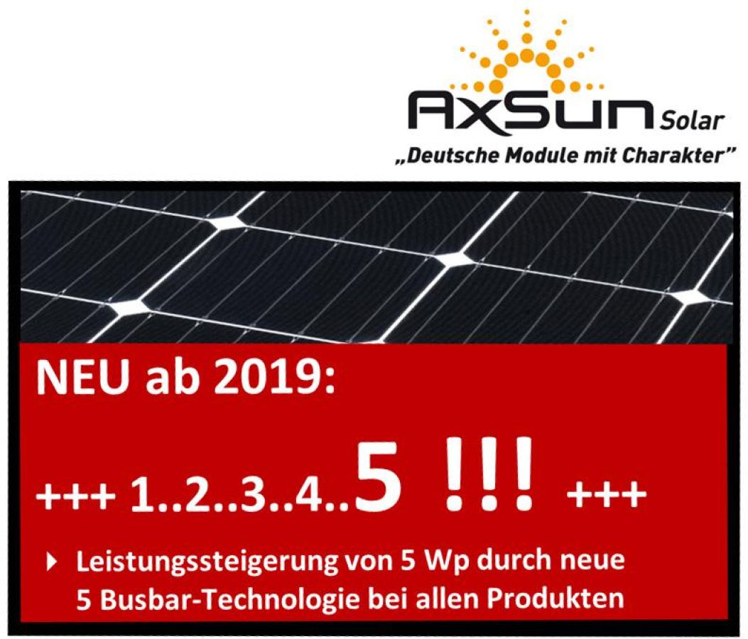 5-Busbar Technik & mehr Leistung pro Modul bei AxSun Solar