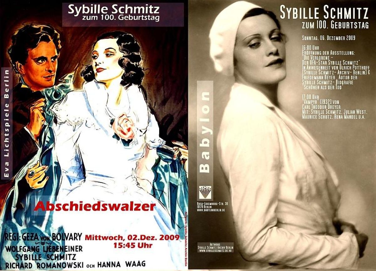 UFA- Star Sybille Schmitz zum 100. Geburtstag - Ehrung in Berlin