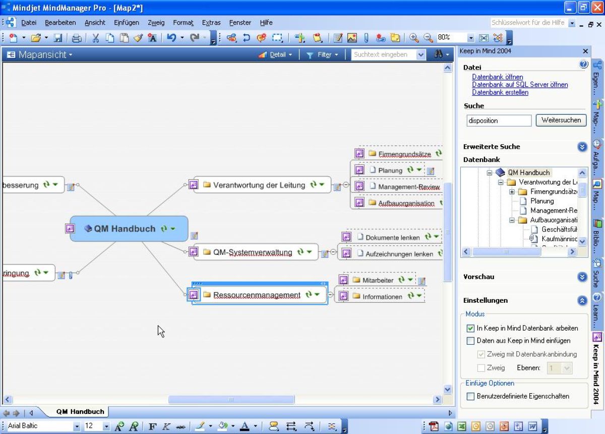 Neu: MindManager Pro 6 greift direkt auf Keep in Mind 2004 zu