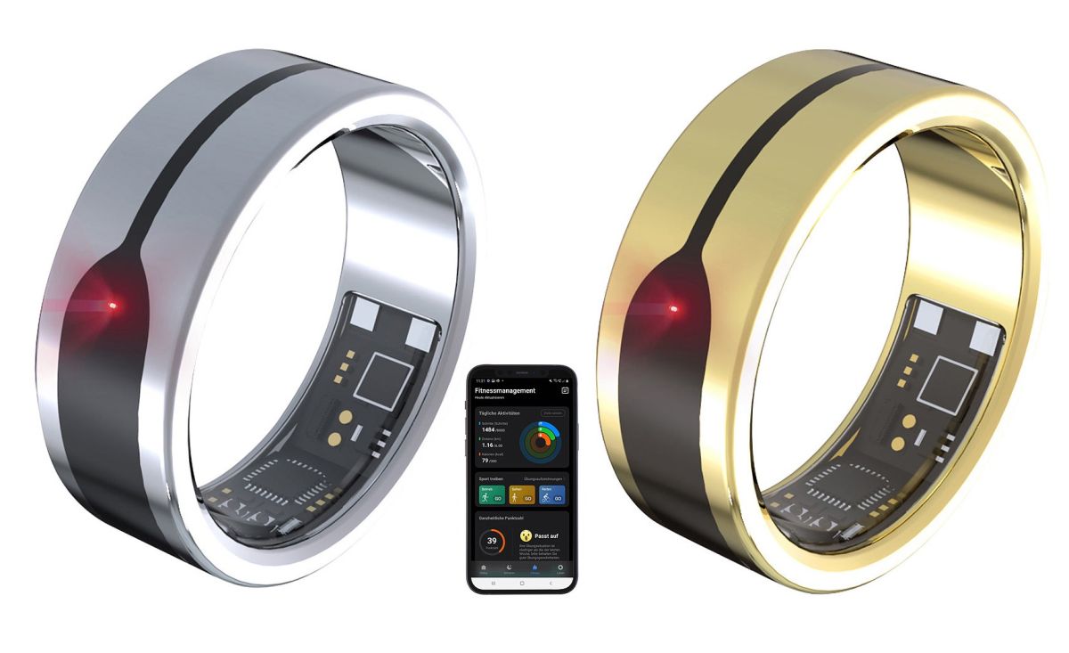 newgen medicals Fitnesstracker-Ring, Herzfrequenz- & SpO2-Anzeige, 2 mm ...